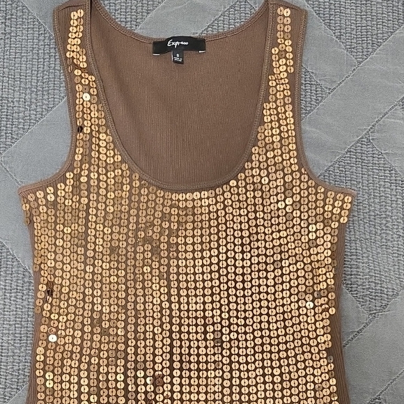Express | Tops | Express Gold Sequin Sleeveless Tank Top | Poshmark